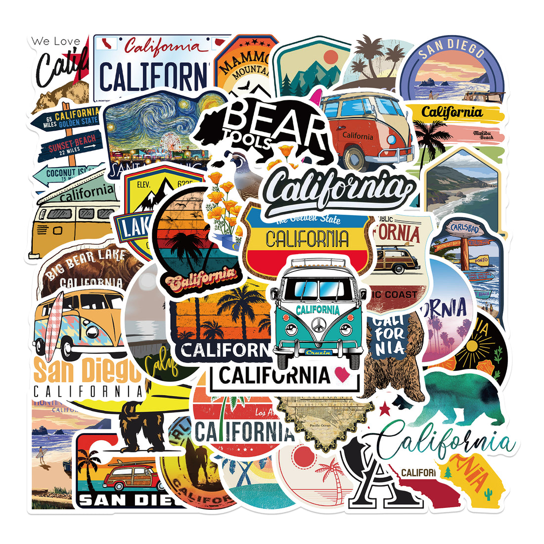 50pcs California 2 Stickers – AU Sticker World