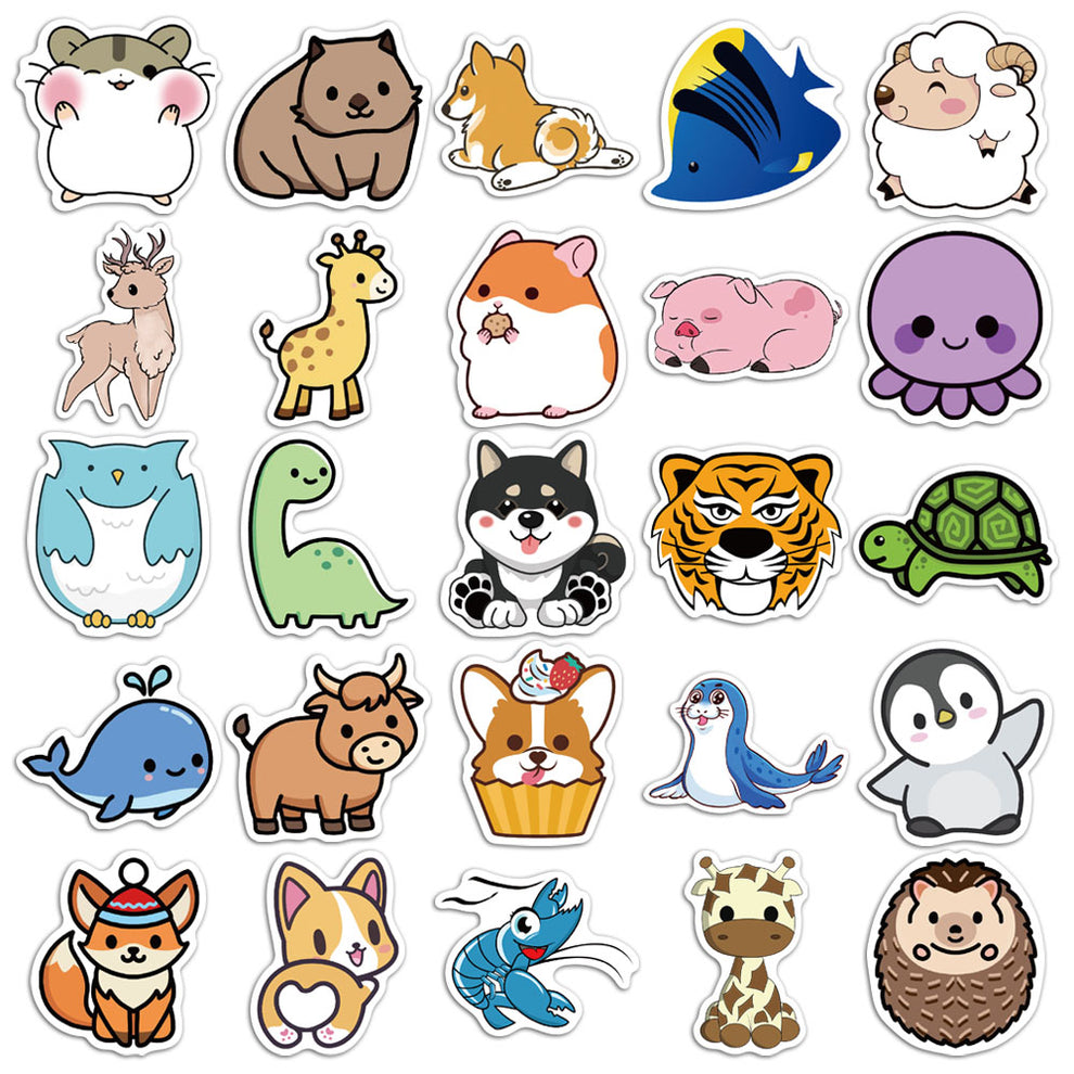 50pcs Catoon Animals 1 Stickers – AU Sticker World