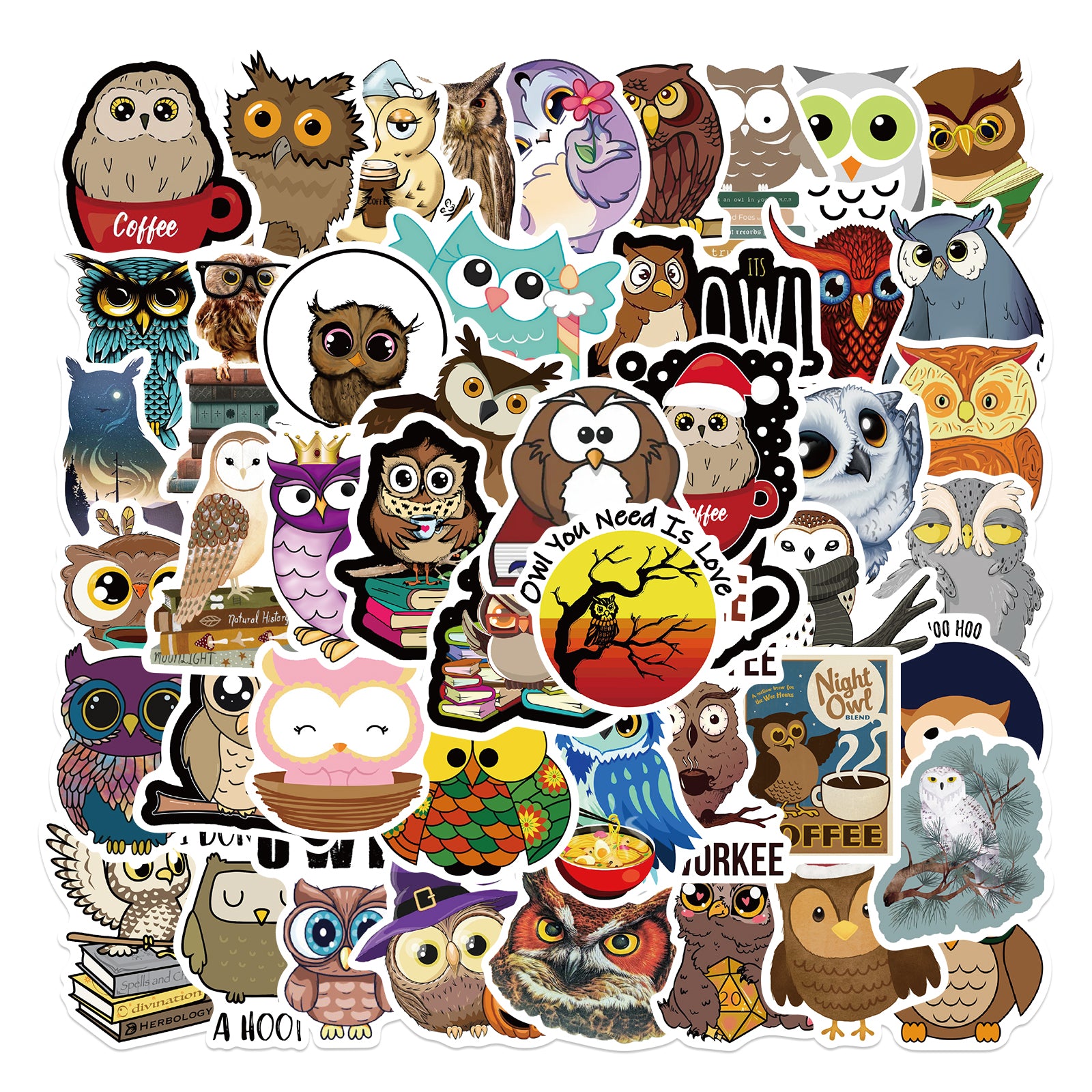 50pcs Owls 2 Stickers – AU Sticker World