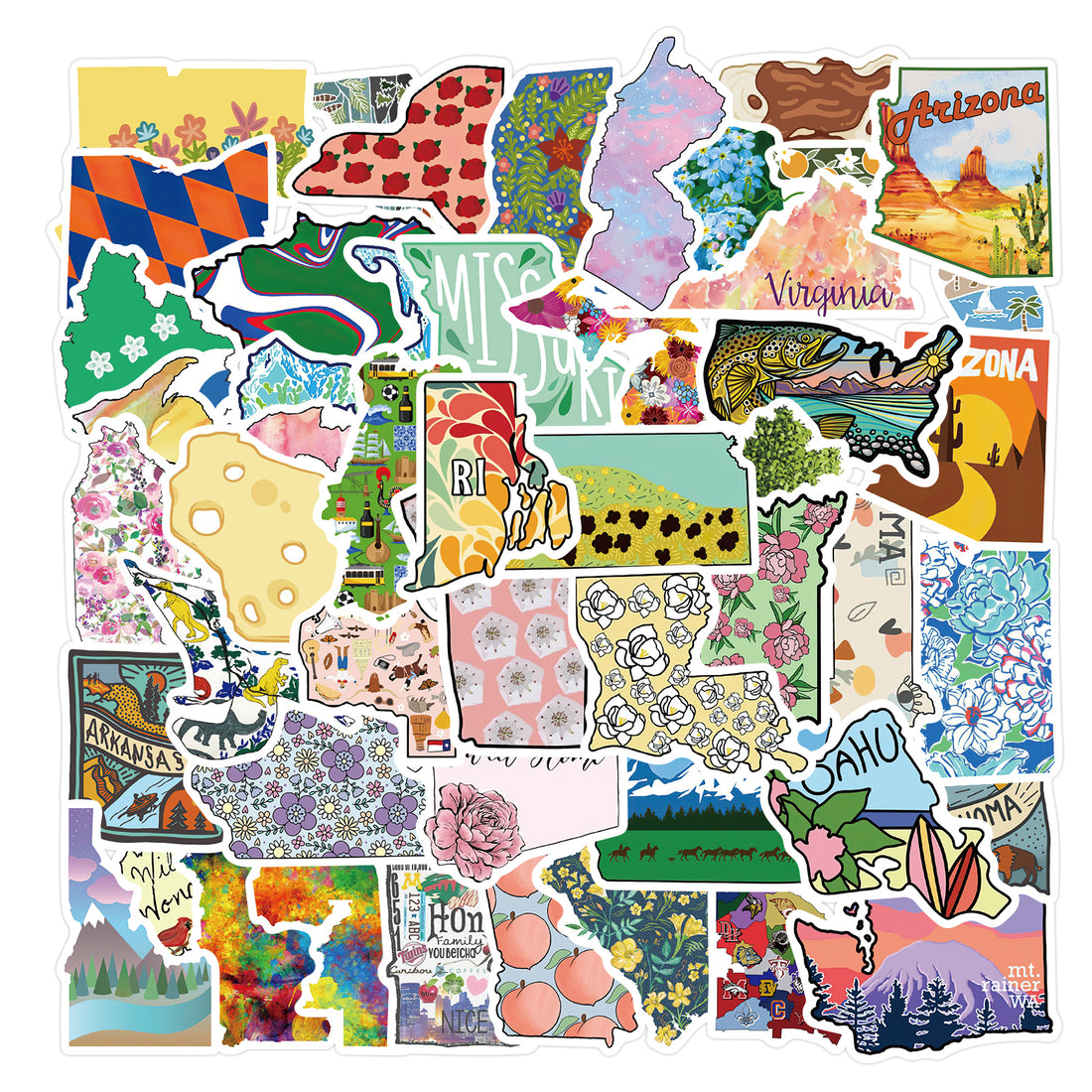 55pcs US States Stickers – AU Sticker World