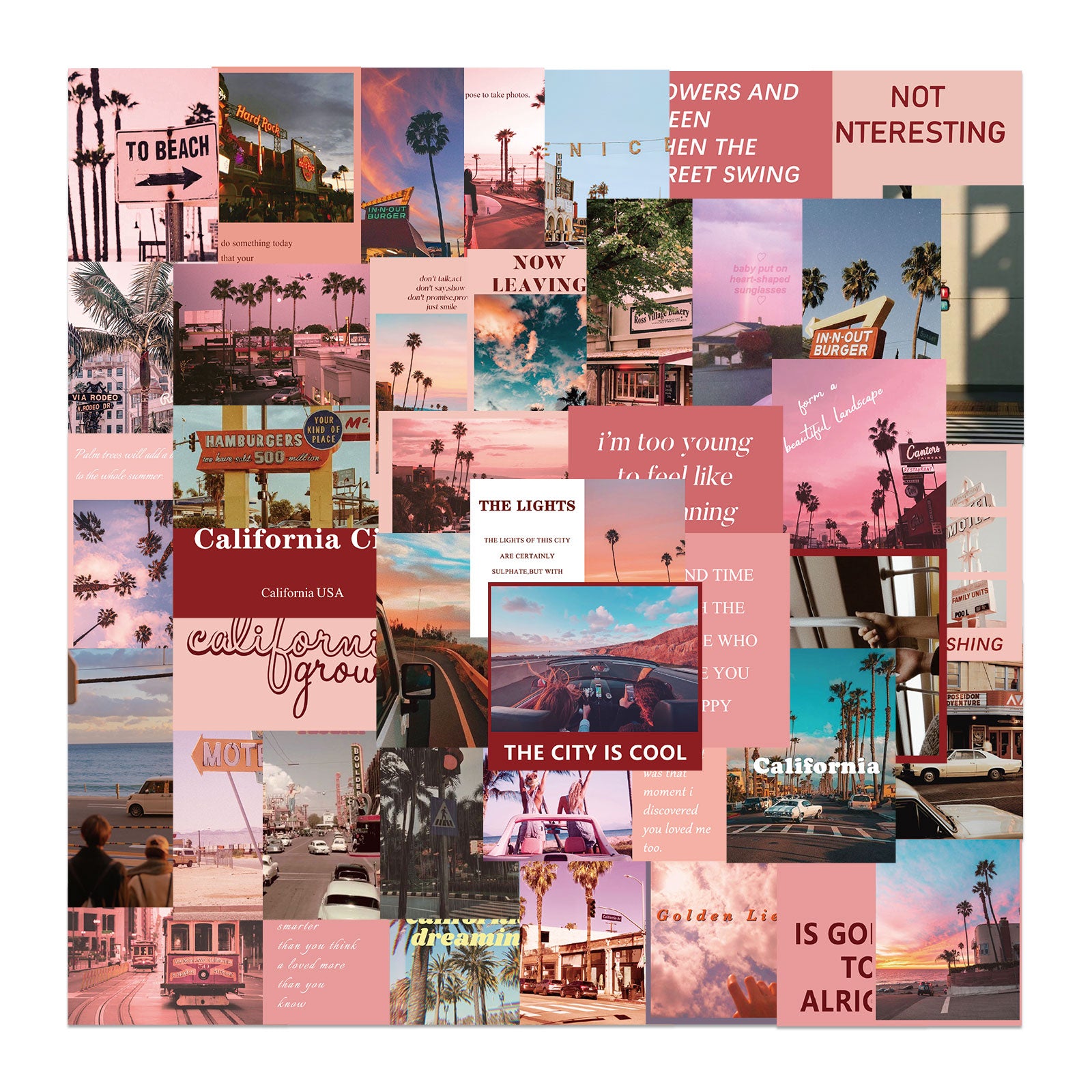 50pcs Pink California Stickers – AU Sticker World