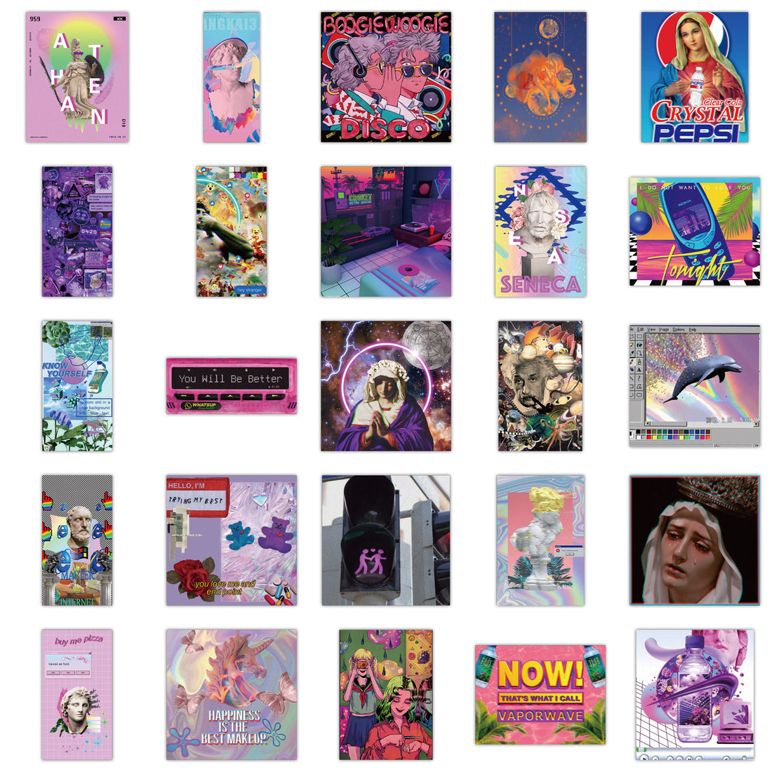 50pcs Vaporwave Art 1 Stickers – AU Sticker World